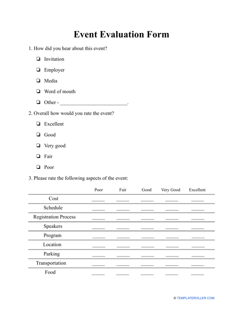 Event Evaluation Form Fill Out Sign Online And Download PDF 