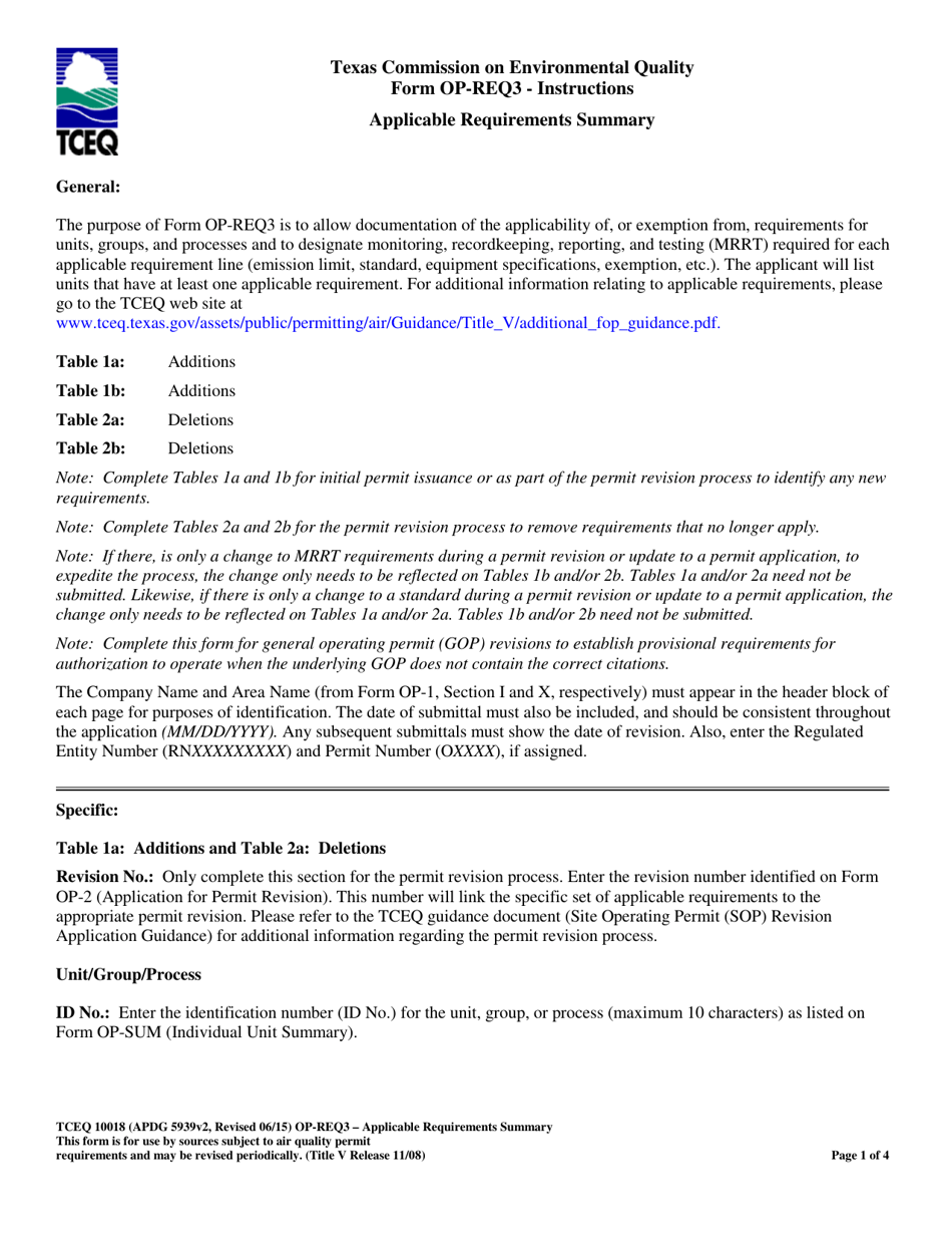 Form OP-REQ3 (TCEQ-10018) - Fill Out, Sign Online and Download ...