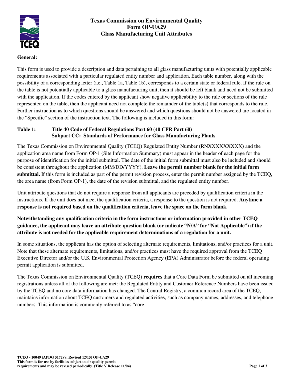 Form OP-UA29 (TCEQ-10049) - Fill Out, Sign Online and Download ...