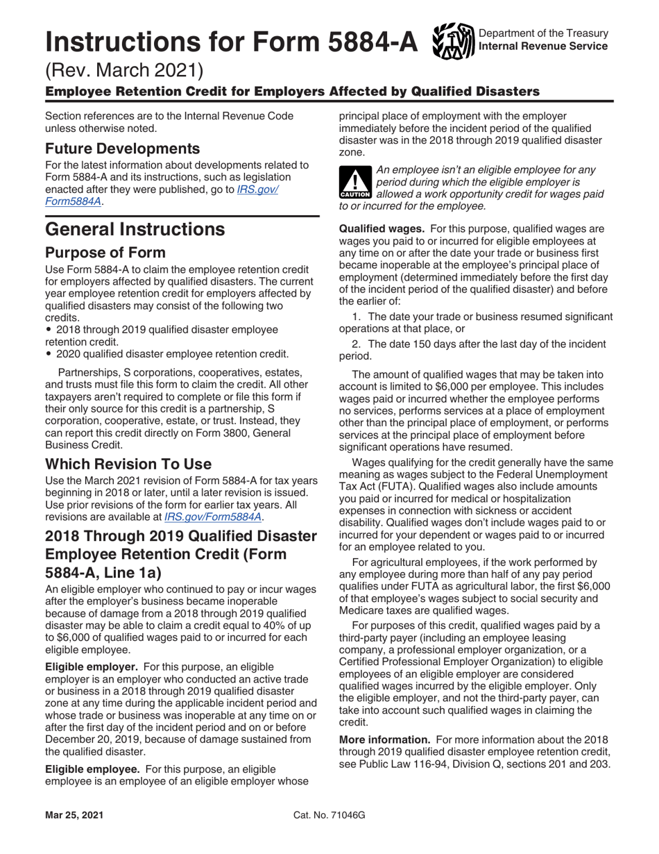 Download Instructions For IRS Form 5884 A Employee Retention Credit For Download Instructions For IRS Form 5884 A Employee Retention Credit For