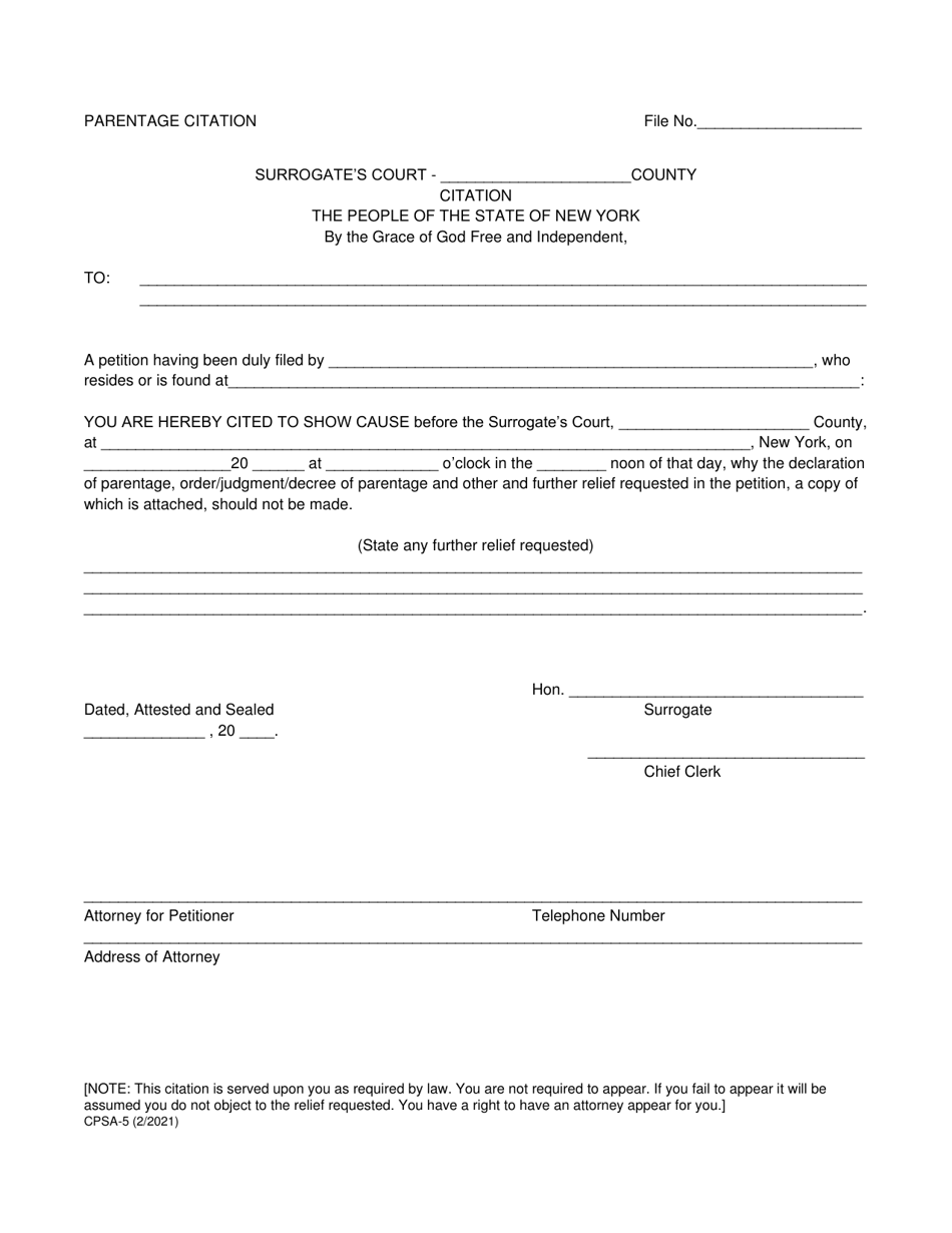 Form CPSA-5 - Fill Out, Sign Online and Download Printable PDF, New ...