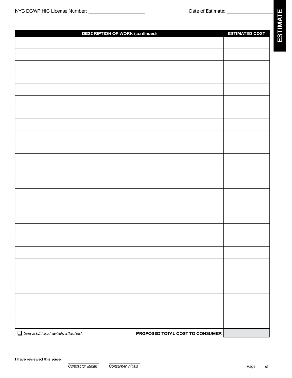 New York City Home Improvement Contractor Estimate - Fill Out, Sign ... New York City Home Improvement Contractor Estimate - Fill Out, Sign ...
