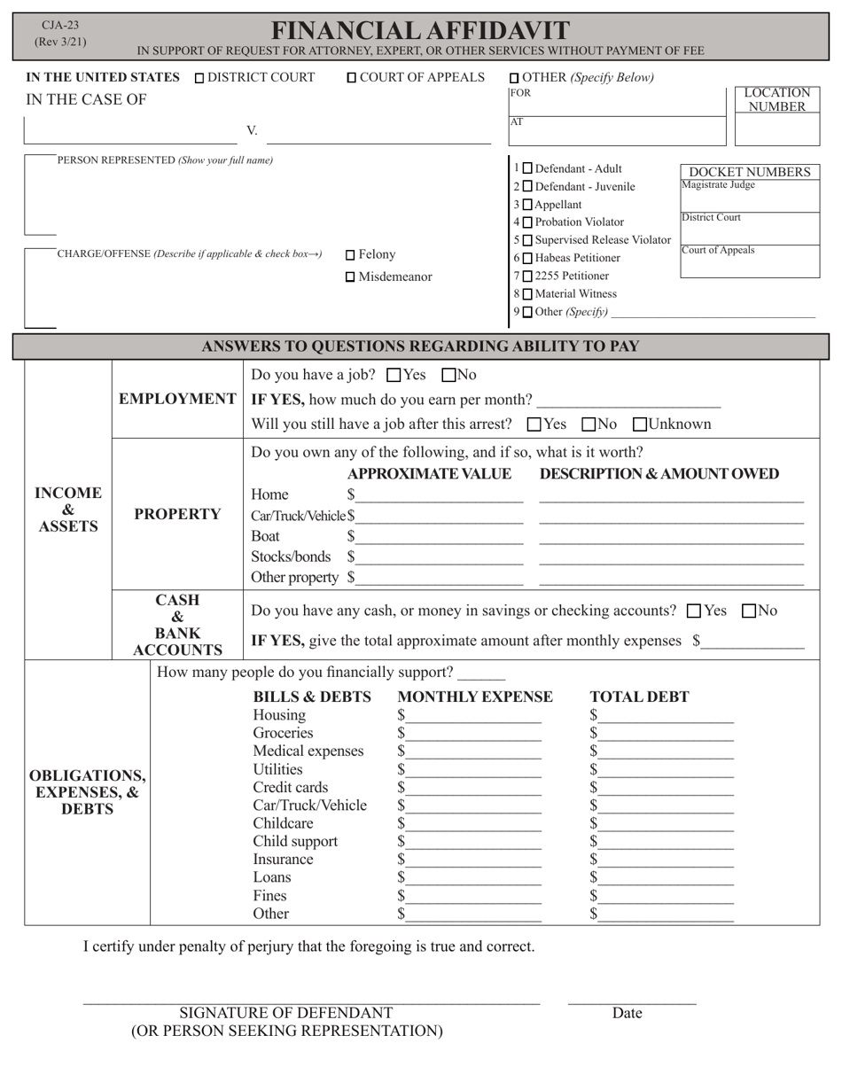 Form CJA-23 - Fill Out, Sign Online and Download Fillable PDF ...