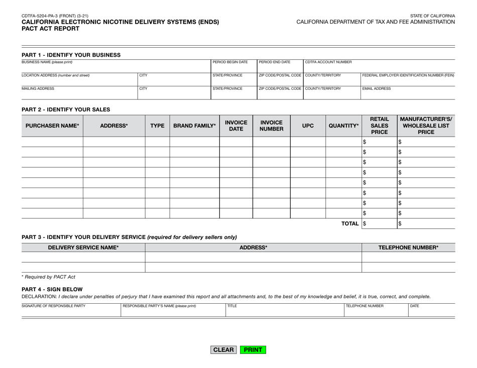 Form CDTFA-5204-PA-3 - Fill Out, Sign Online and Download Fillable PDF ...