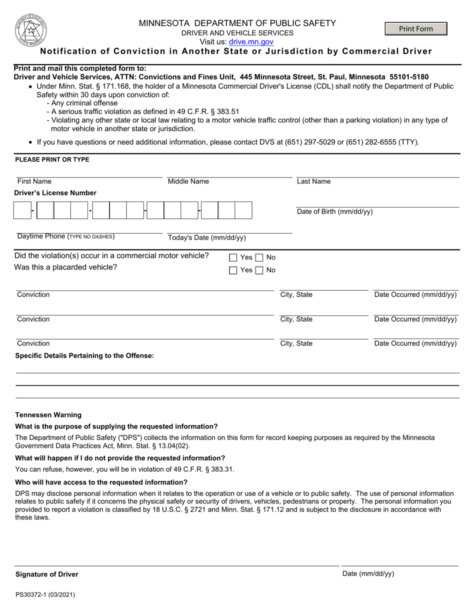 Form PS30372 Download Fillable PDF or Fill Online Notification of ...