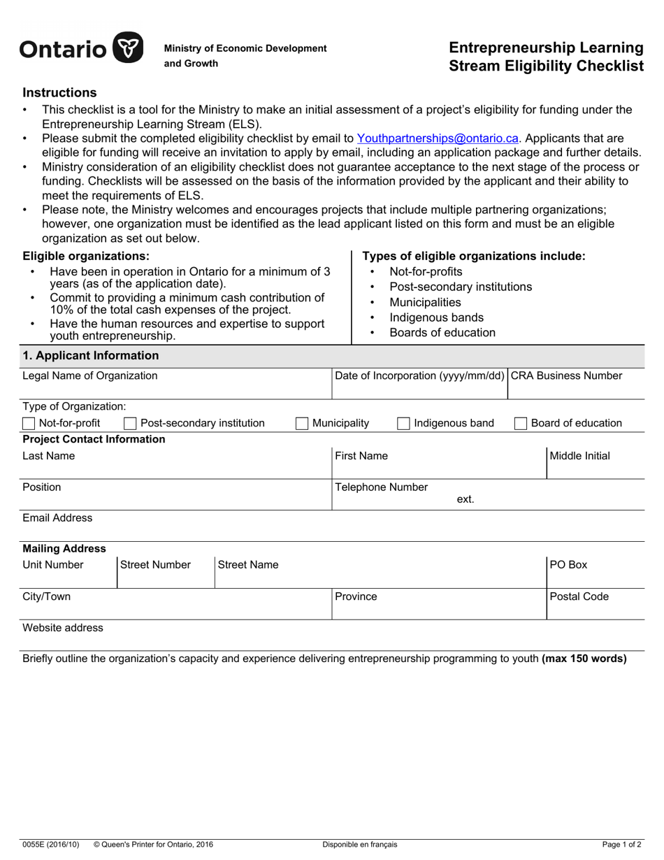 Form 0055E - Fill Out, Sign Online and Download Fillable PDF, Ontario ...