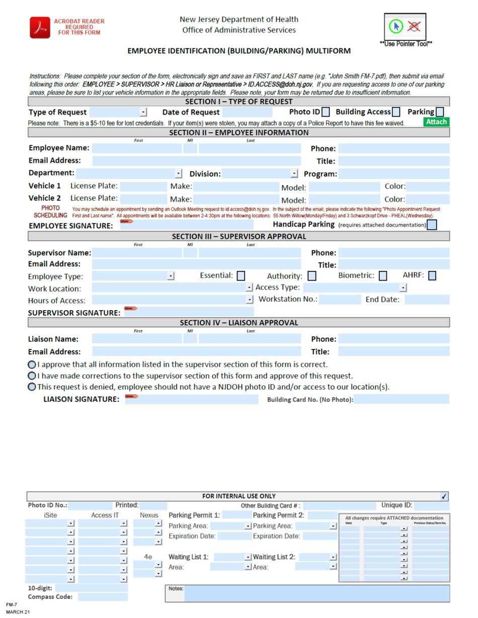 Form FM-7 Download Fillable PDF or Fill Online Employee Identification ...