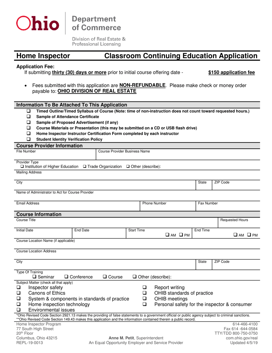 Form REPL-19-0013 - Fill Out, Sign Online and Download Fillable PDF ...