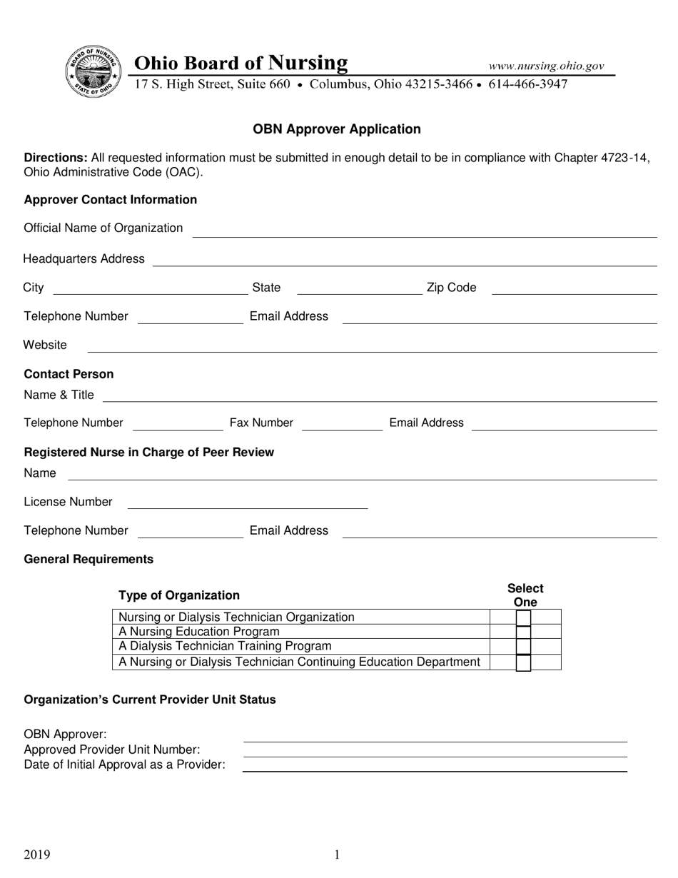 Ohio Obn Approver Application - Fill Out, Sign Online and Download PDF ...