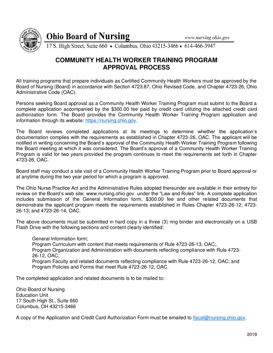 Ohio Community Health Worker Training Program Approval Application ...