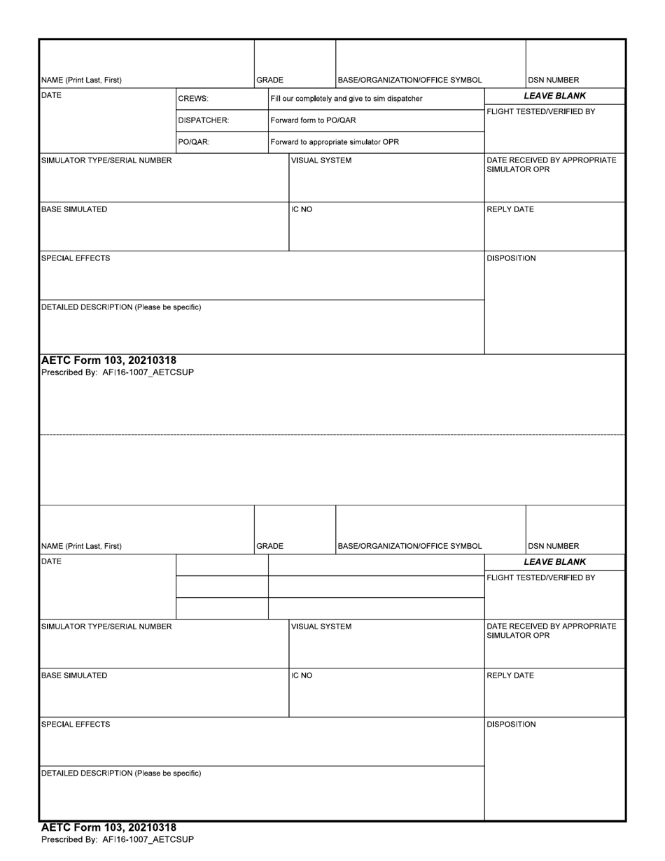 AETC Form 103 - Fill Out, Sign Online and Download Fillable PDF ...