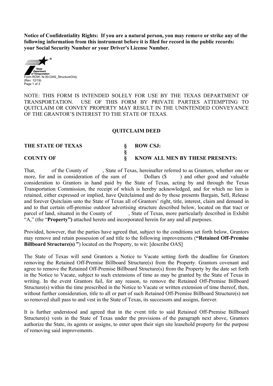 Form ROW-N-30-OAS_STRUCTUREONLY - Fill Out, Sign Online and Download ...