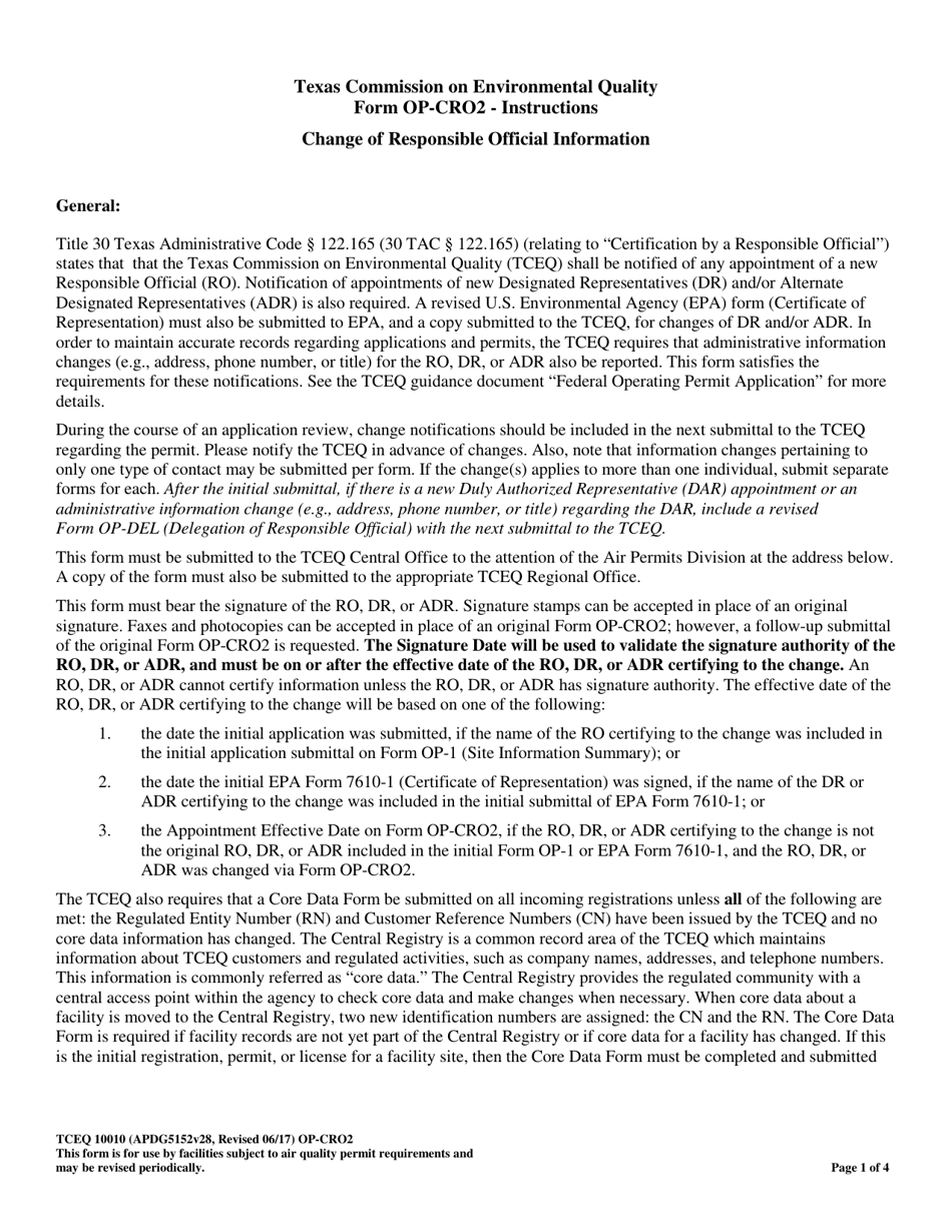 Form OP-CRO2 (TCEQ-10010) - Fill Out, Sign Online and Download Fillable ...
