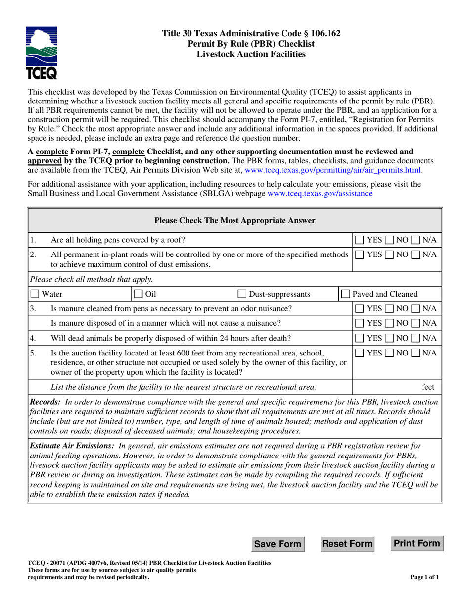 Form TCEQ-20071 - Fill Out, Sign Online and Download Fillable PDF ...