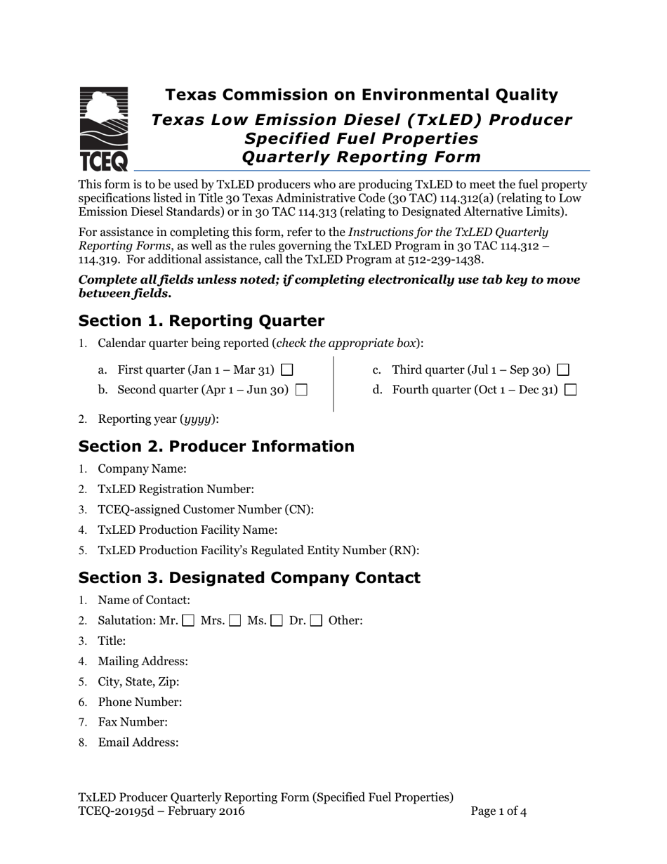 Form TCEQ-20195D - Fill Out, Sign Online and Download Printable PDF ...