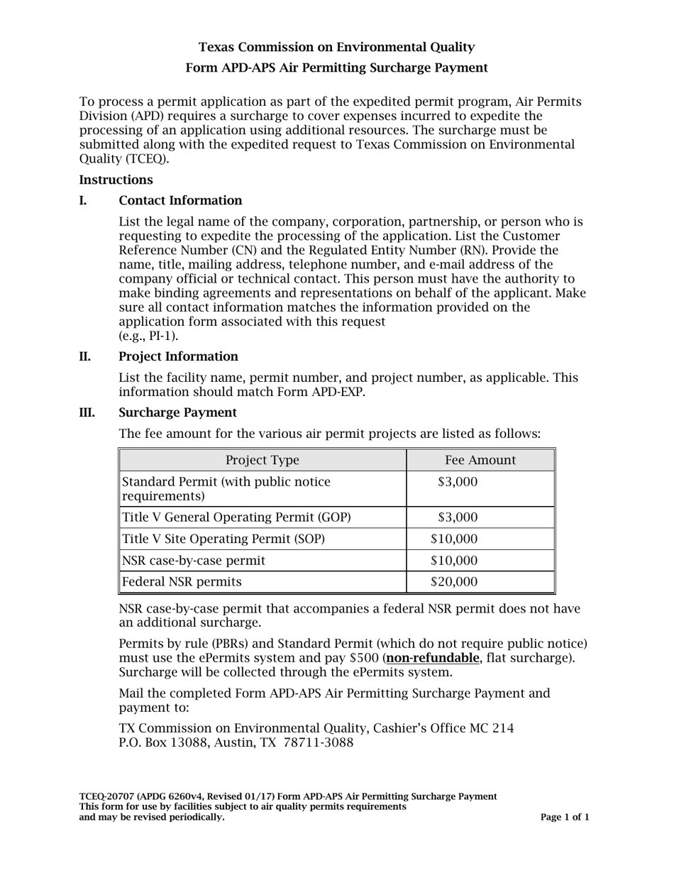 Form TCEQ-20707 (APD-APS) - Fill Out, Sign Online and Download Fillable ...