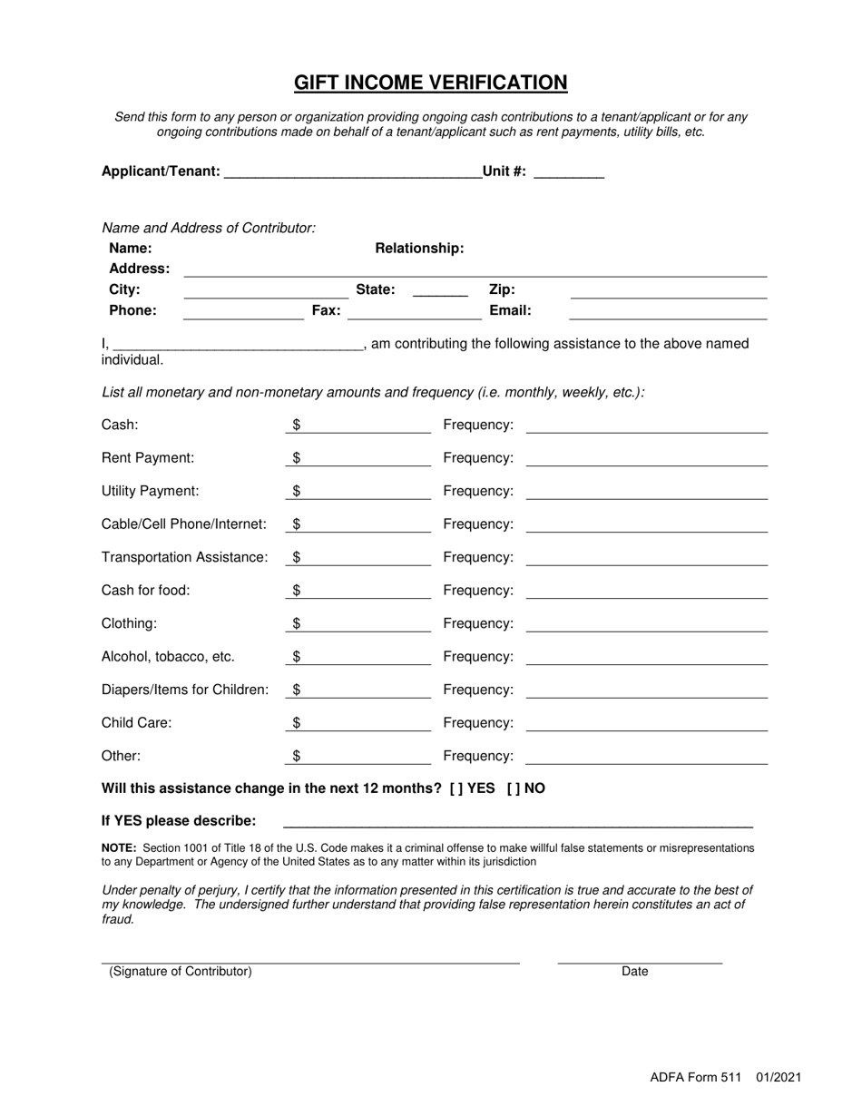 ADFA Form 511 - Fill Out, Sign Online and Download Fillable PDF ...