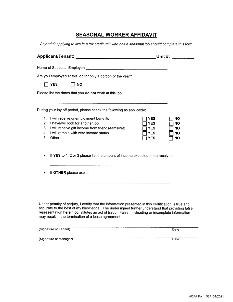 ADFA Form 527 - Fill Out, Sign Online and Download Fillable PDF ...