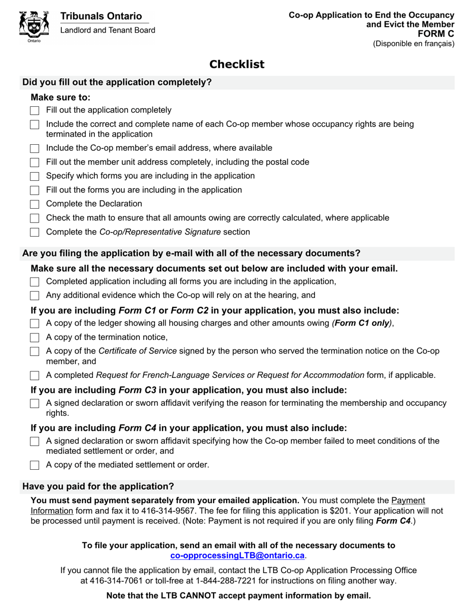 Form C Download Fillable PDF or Fill Online Co-op Application to End ...