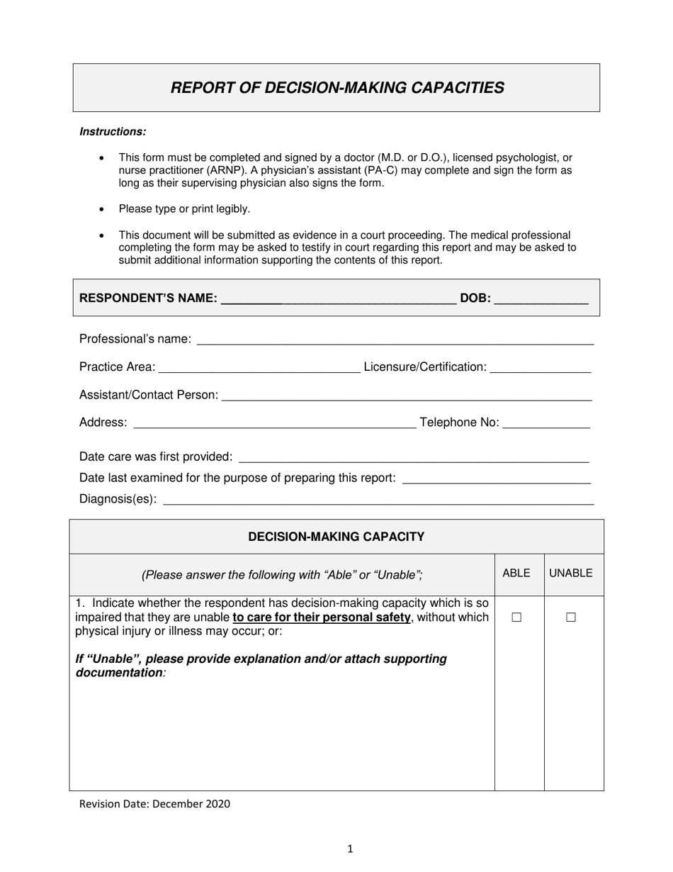 Iowa Report of Decision-Making Capacities - Fill Out, Sign Online and ...