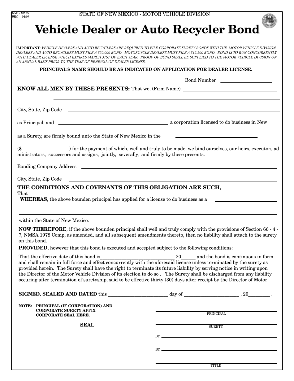 Form MVD-10175 - Fill Out, Sign Online and Download Printable PDF, New ...