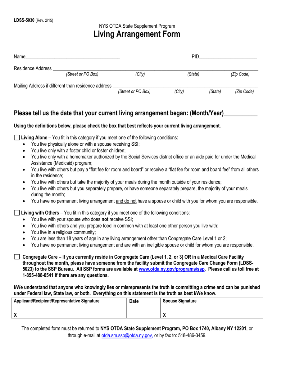 Form LDSS-5030 - Fill Out, Sign Online and Download Printable PDF, New ...