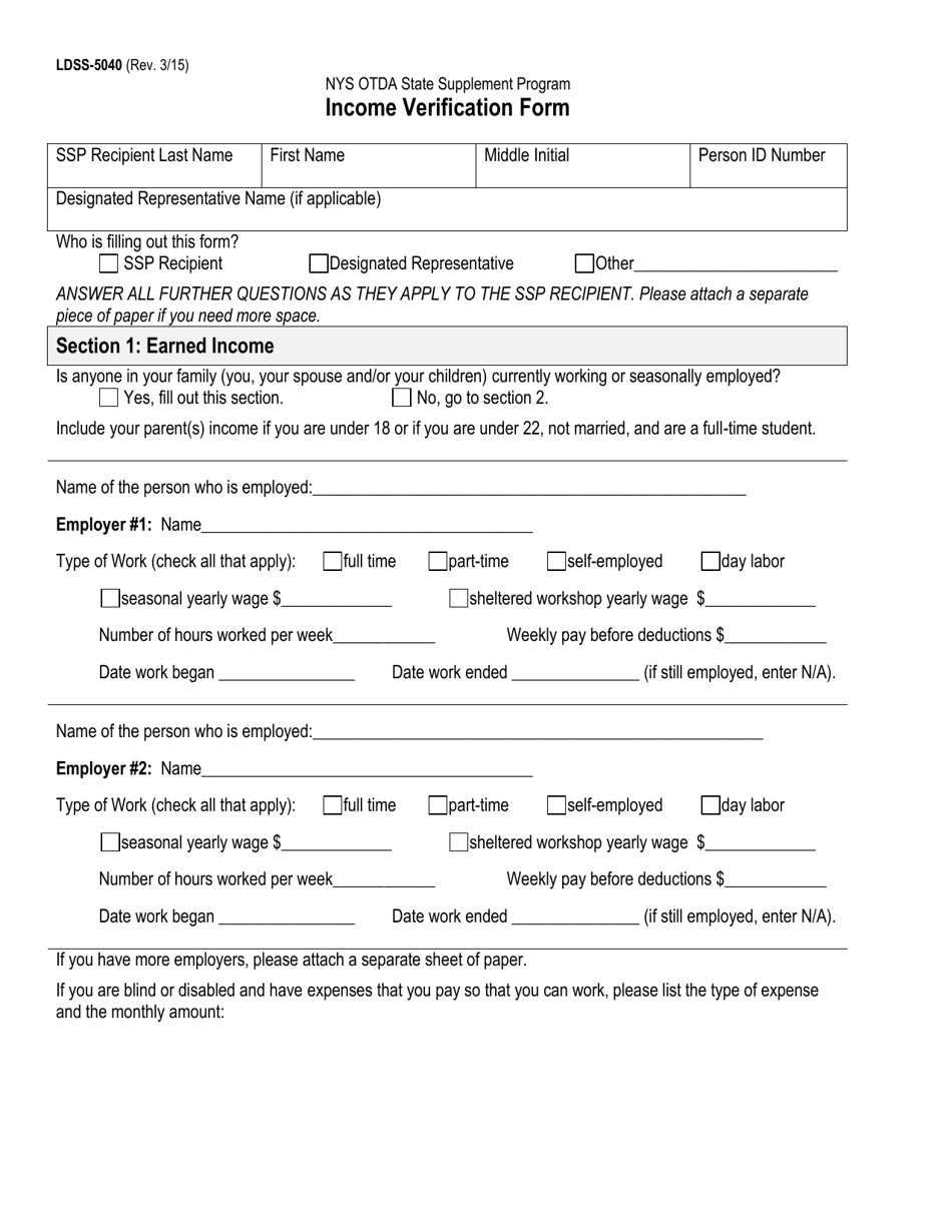 Form LDSS-5040 - Fill Out, Sign Online and Download Printable PDF, New ...