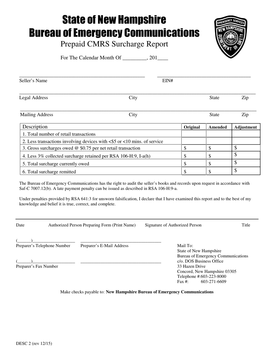 Form DESC2 - Fill Out, Sign Online and Download Fillable PDF, New ...