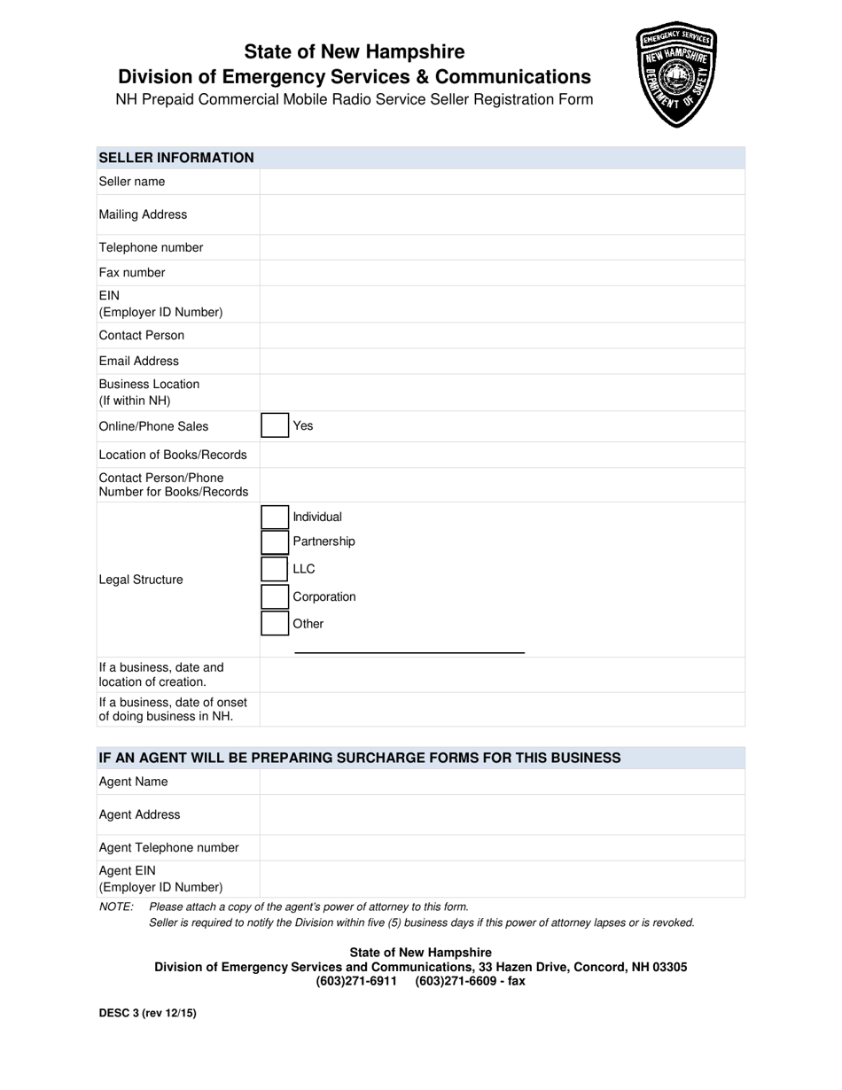 Form DESC3 - Fill Out, Sign Online and Download Fillable PDF, New ...