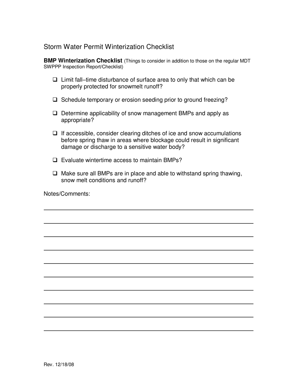 Montana Storm Water Permit Winterization Checklist - Fill Out, Sign ...