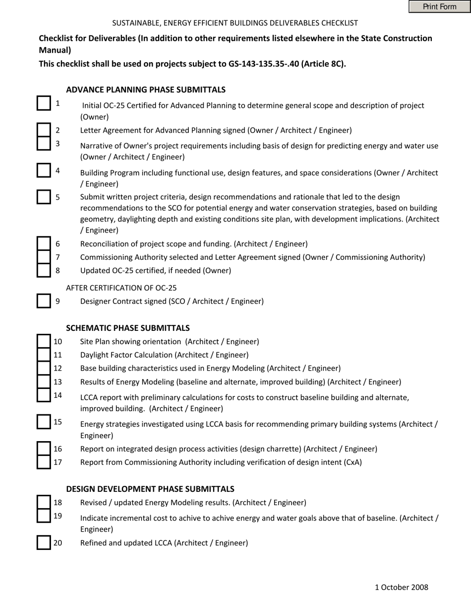 North Carolina Sustainable, Energy Efficient Buildings Deliverables ...