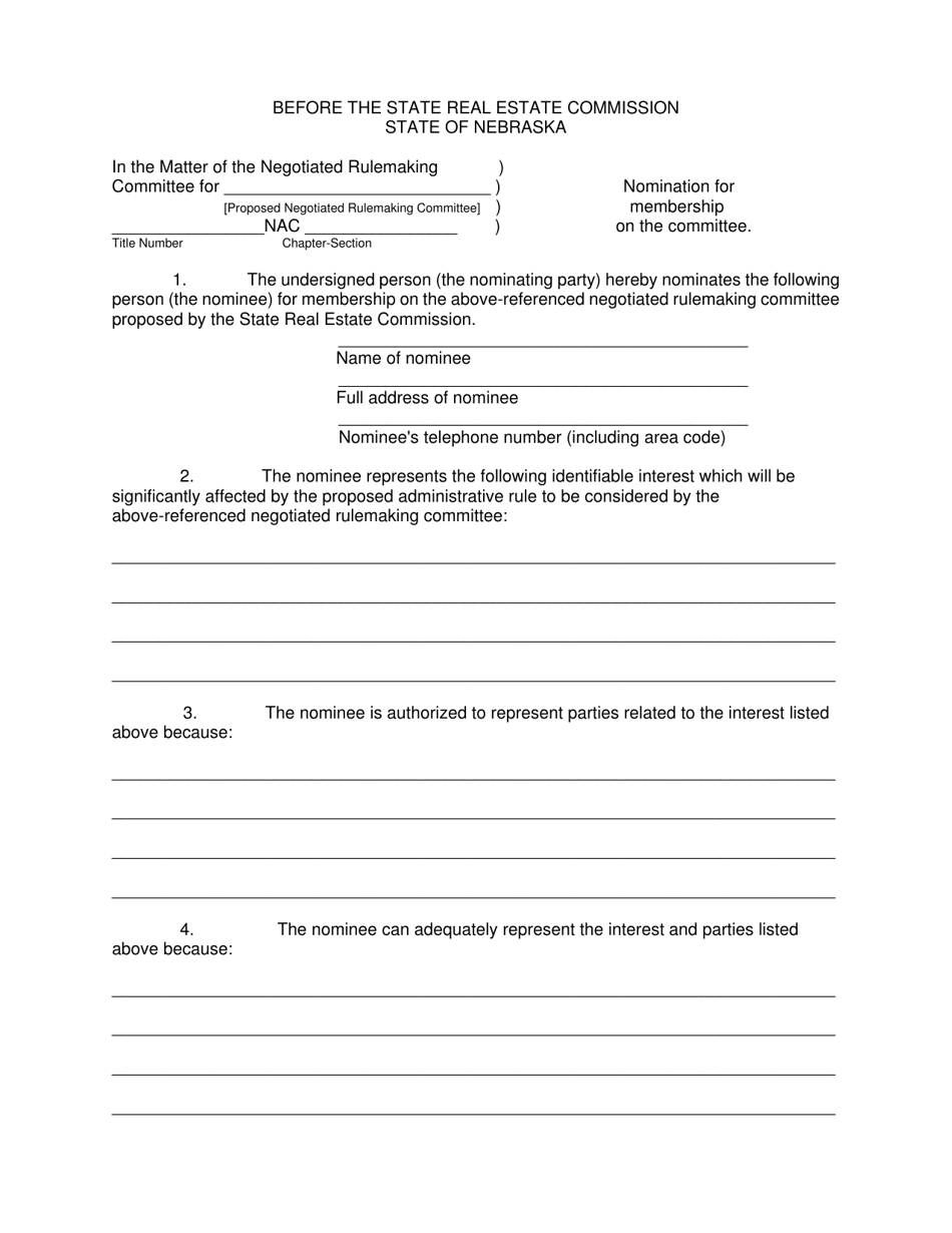 Nebraska Nomination for Membership on the Committee - Fill Out, Sign ...