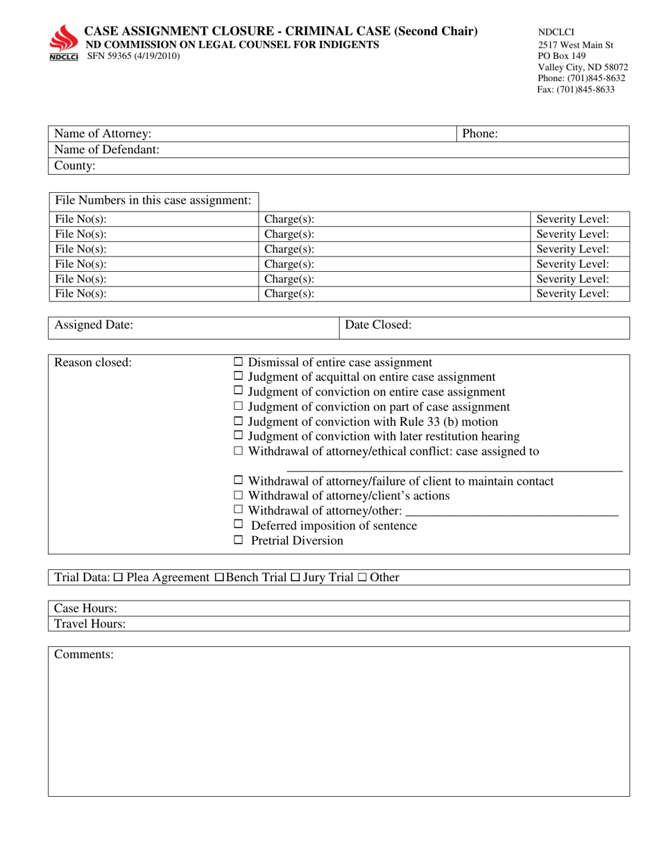 Form SFN59365 - Fill Out, Sign Online and Download Fillable PDF, North ...