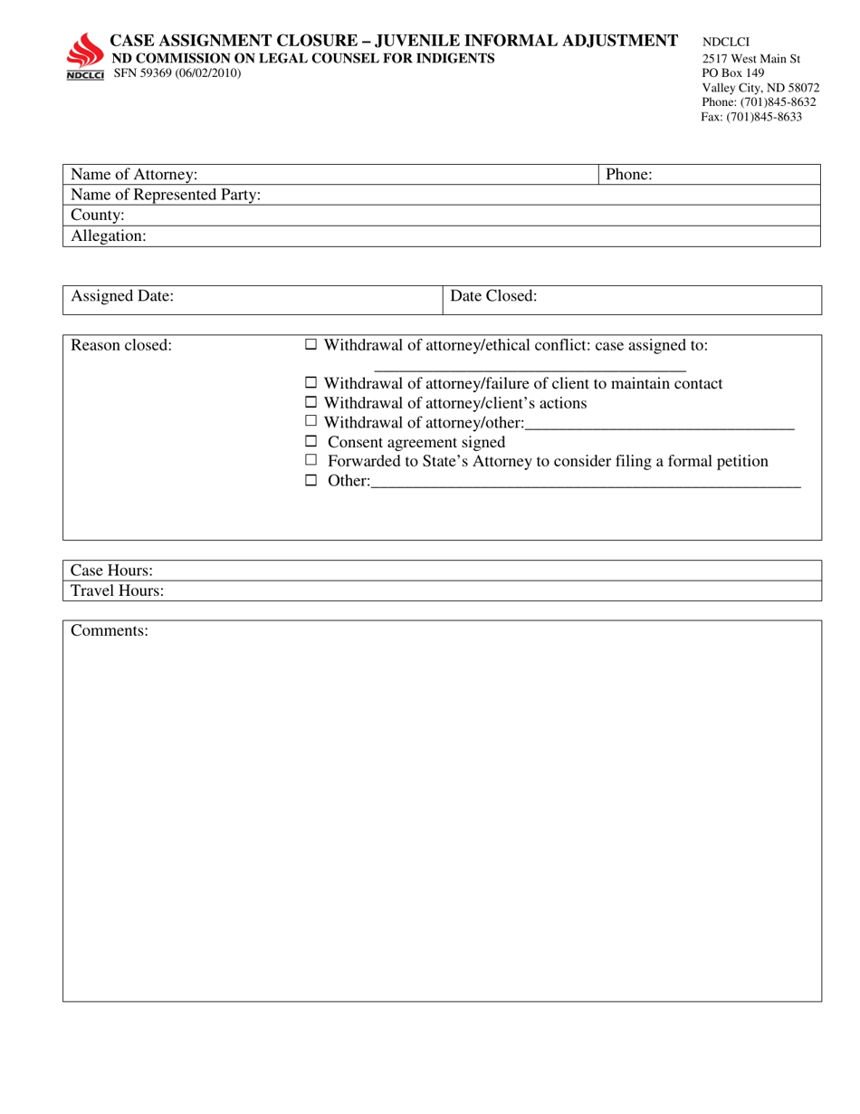 Form SFN59369 - Fill Out, Sign Online and Download Fillable PDF, North ...