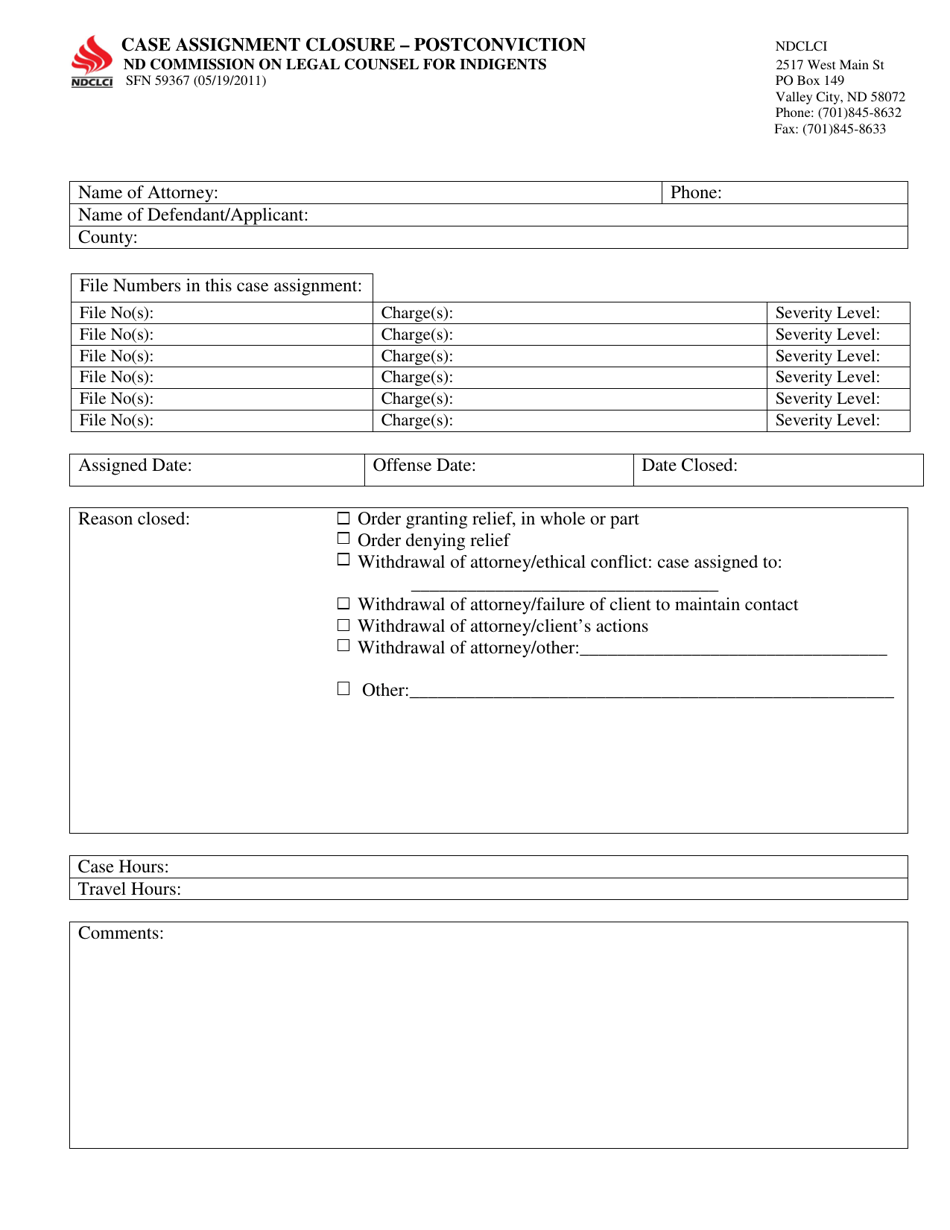 Form SFN59367 - Fill Out, Sign Online and Download Fillable PDF, North ...