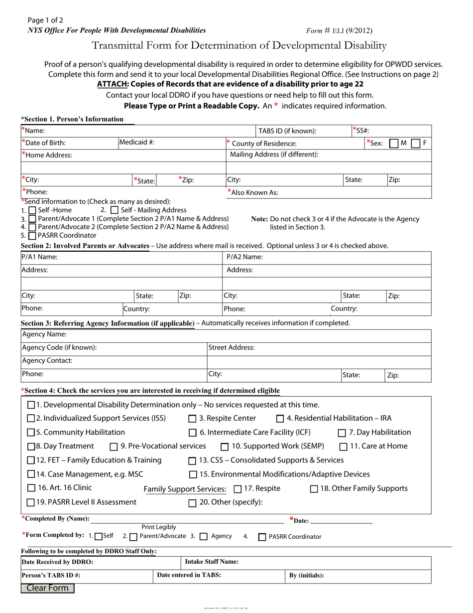 Form ELI - Fill Out, Sign Online and Download Fillable PDF, New York ...