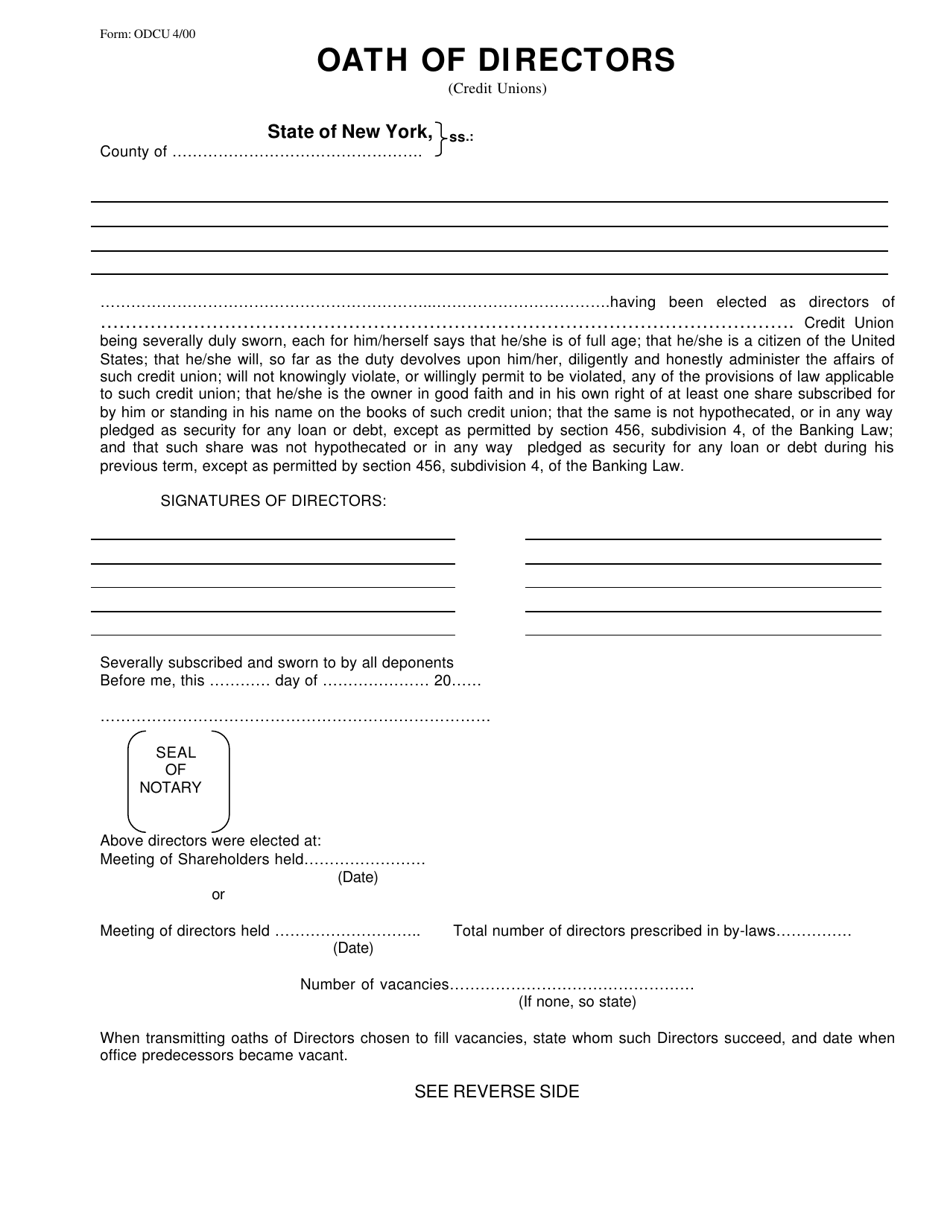 Form ODCU - Fill Out, Sign Online and Download Printable PDF, New York ...