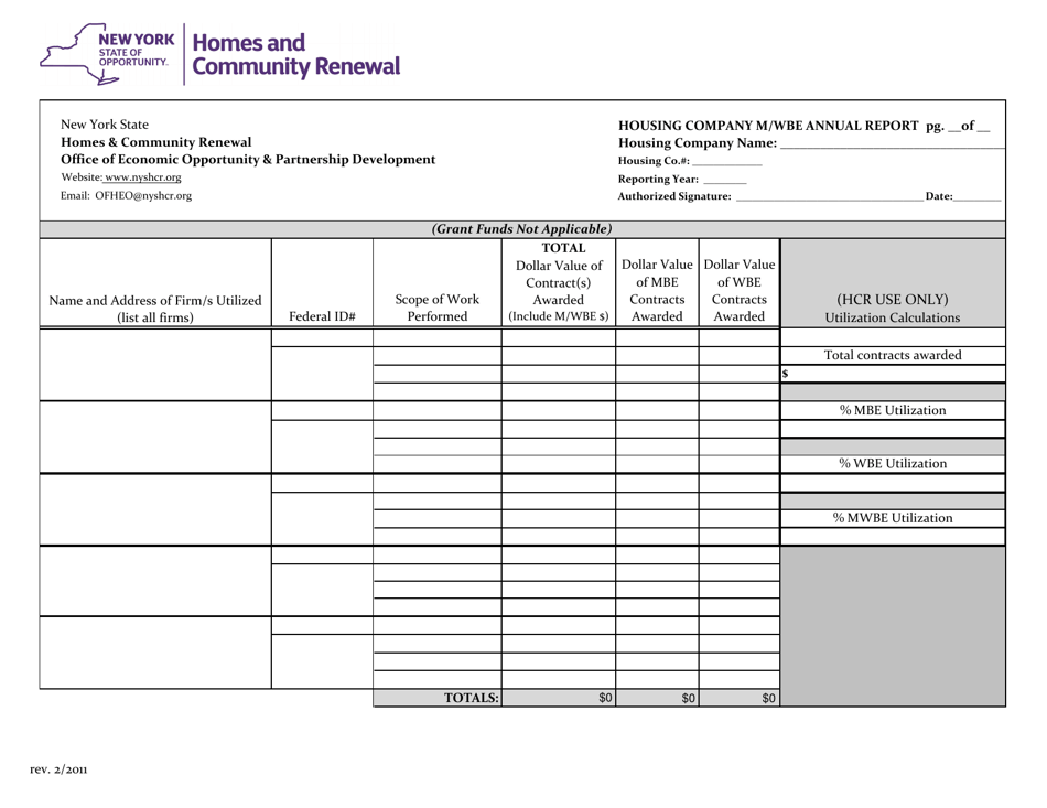 New York Housing Company M/Wbe Annual Report - Fill Out, Sign Online ...