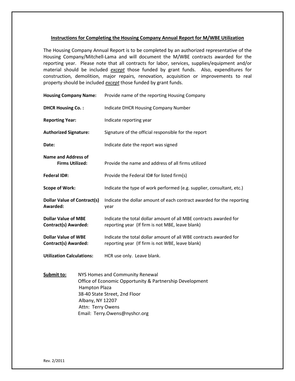 Download Instructions for Housing Company M/Wbe Annual Report PDF ...