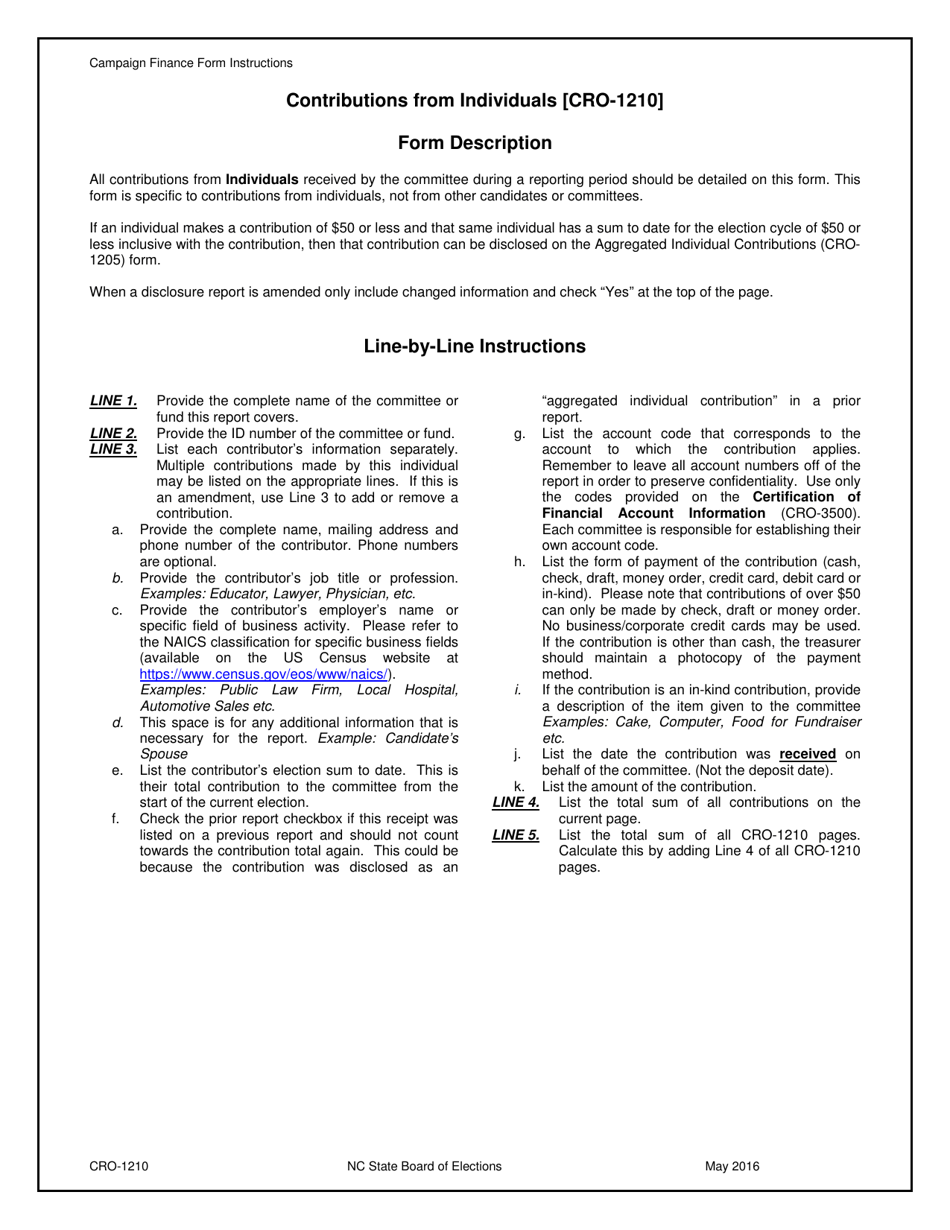 Download Instructions for Form CRO-1210 Contributions From Individuals ...
