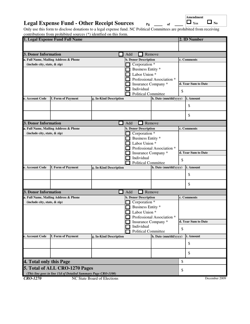 Form CRO-1270 Download Printable PDF or Fill Online Legal Expense Fund ...