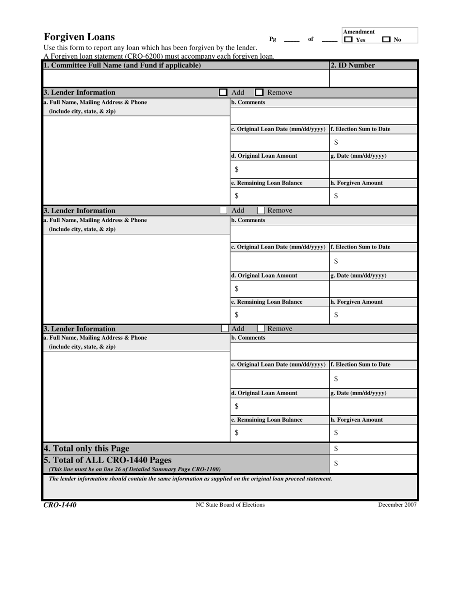 Form CRO-1440 - Fill Out, Sign Online and Download Printable PDF, North ...