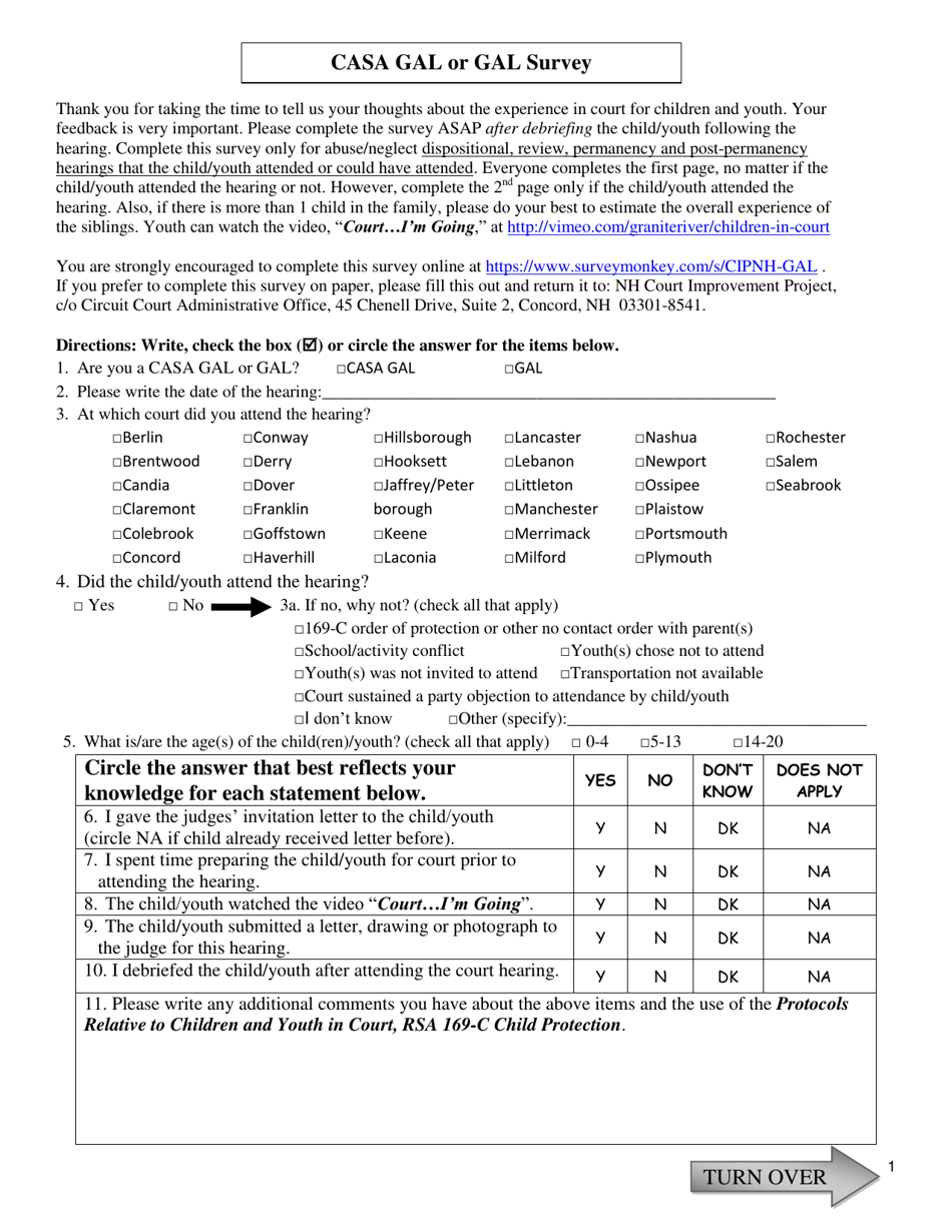 New Hampshire Casa Gal or Gal Survey - Fill Out, Sign Online and ...