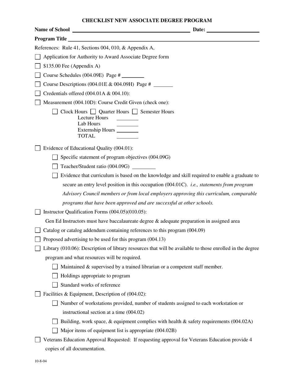 Nebraska Checklist New Associate Degree Program - Fill Out, Sign Online ...