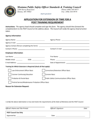 Montana Application for Extension of Time for a Post Training ...