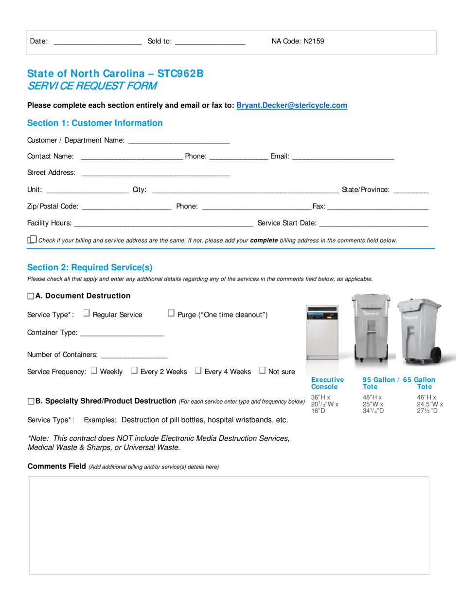 Form STC962B - Fill Out, Sign Online and Download Printable PDF, North ...
