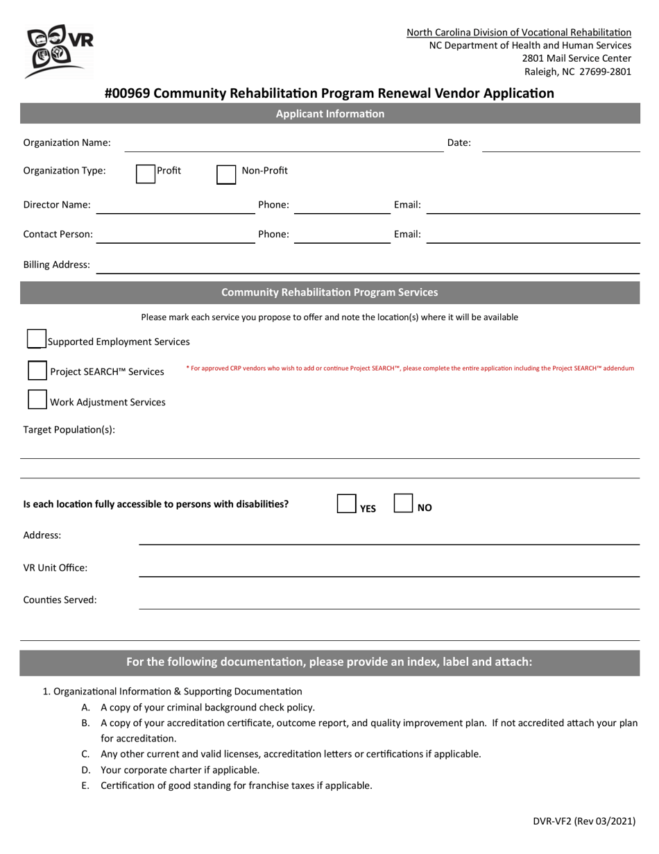 Form DVR-VF2 - Fill Out, Sign Online and Download Fillable PDF, North ...