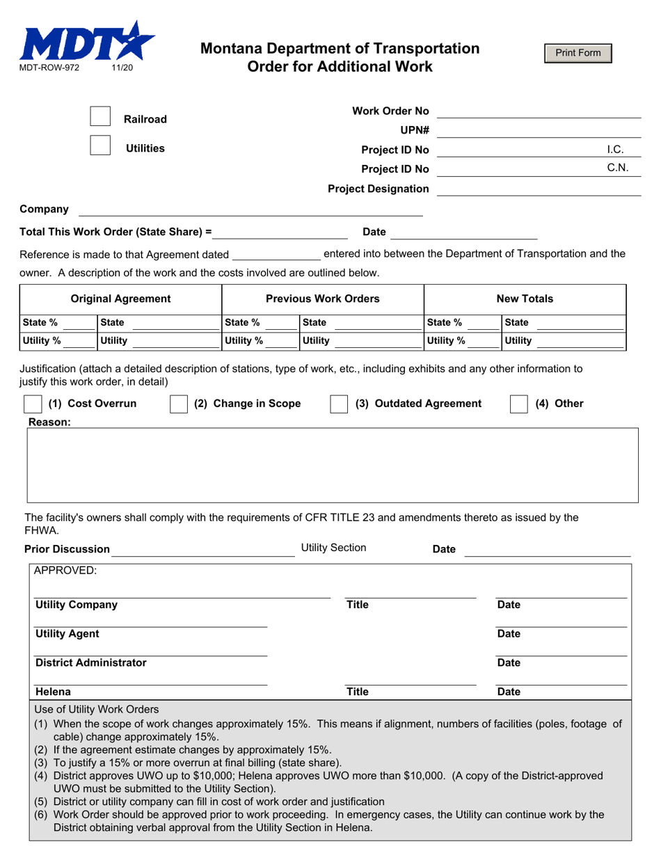 Form MDT-ROW-972 - Fill Out, Sign Online and Download Fillable PDF ...