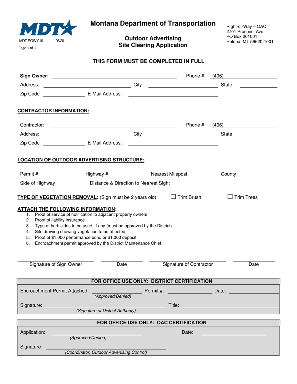 Form MDT-ROW-016 - Fill Out, Sign Online and Download Printable PDF ...