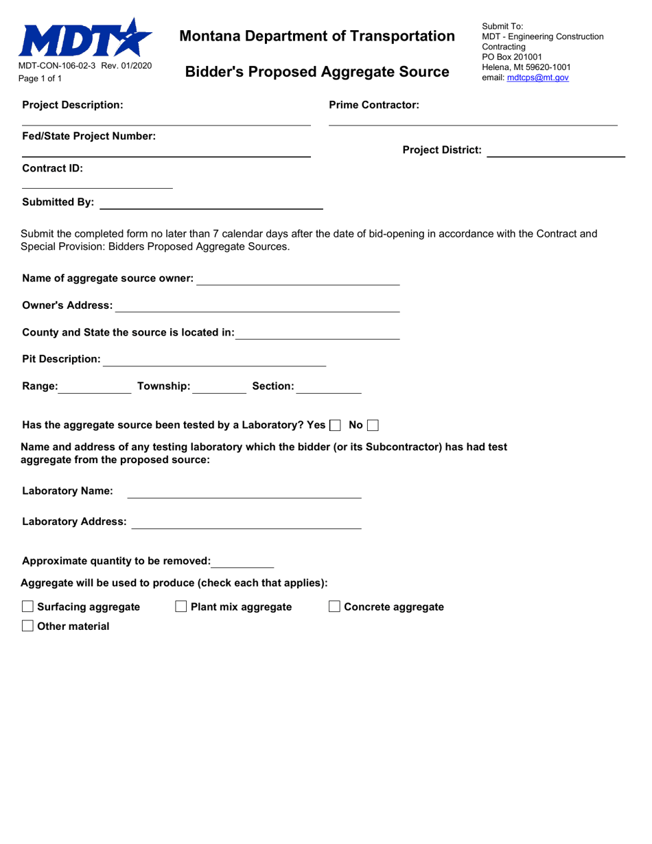 Form MDT-CON-106-02-3 - Fill Out, Sign Online and Download Fillable PDF ...